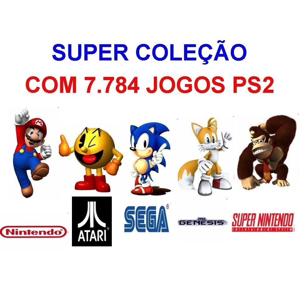 PS2 dvd super coleção jogos antigos snes, nes, sega, atari 7000 jogos ...
