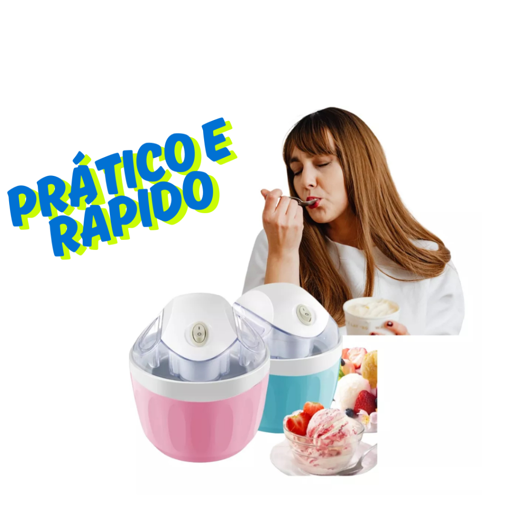 Mini Máquina De Sorvete 500ML Elétrica Caseira Automática | Shopee Brasil