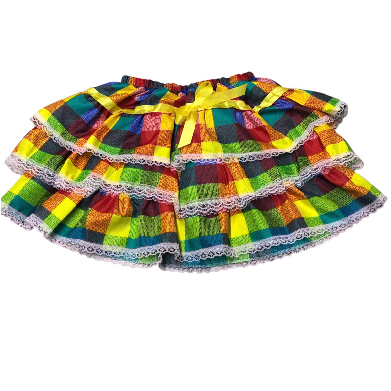 Saia Junina com Babado e Fitilho Adulto- Saia Caipira - Festa Junina ...