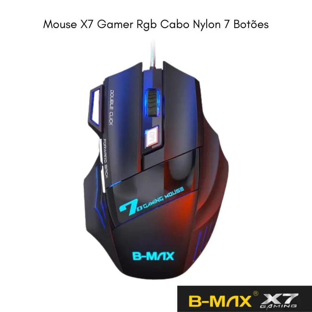 Mouse Gamer X7 Led Rgb 2400dpi Ergonômico Preto | Shopee Brasil