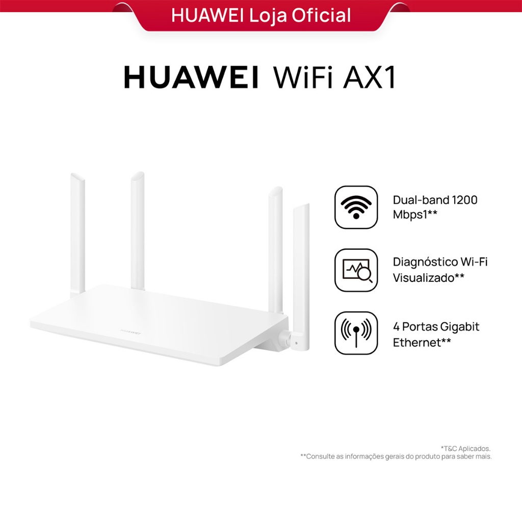 HUAWEI WIFI AX1 | Roteador | Wi-Fi 5 | 4 Amplificadores| Diagnóstico de ...