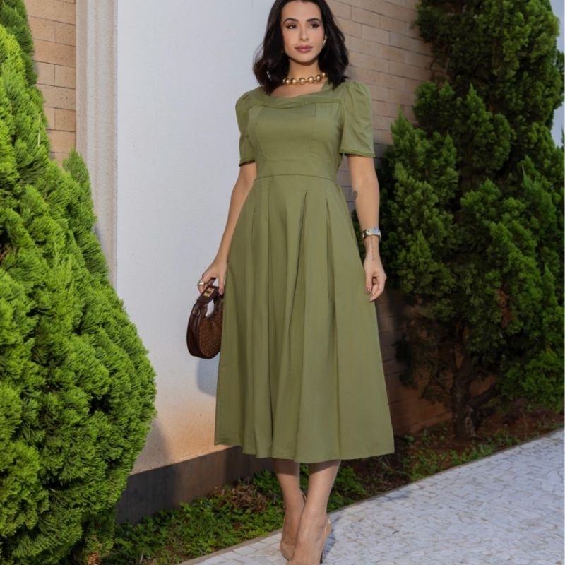 Vestido Luna Modesto Tricoline 100% Algodão para Mulheres Cristãs ...