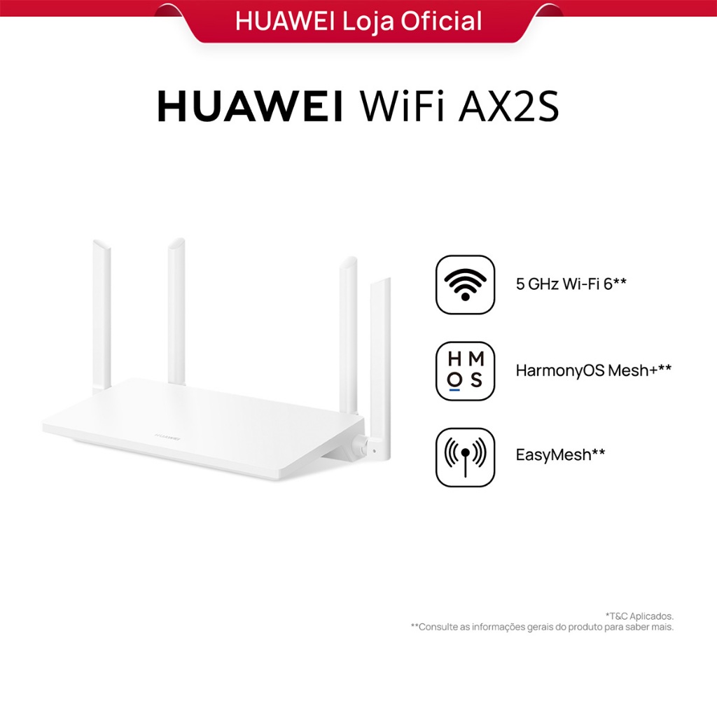 HUAWEI WiFi AX2S | Roteador | Wi-Fi 6 | HarmonyOS Mesh+ | 4 Amplificadores | Shopee Brasil