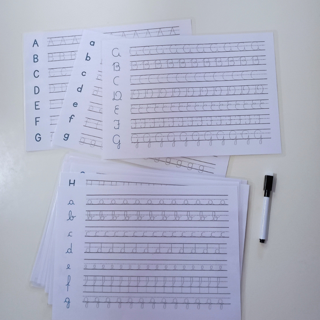 Kit Caligrafia Letras (Cursiva e Palito) e Números Plastificado ...