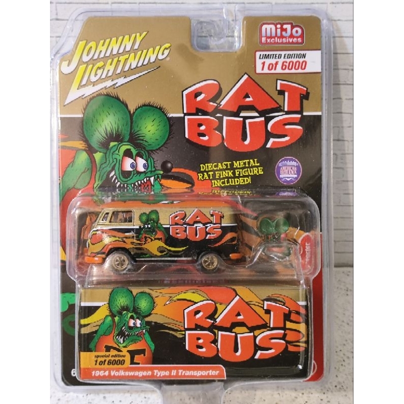 Miniatura Jhonny Lightning Rat Fink Rato Bus 1962 Volkswagem T2 ...