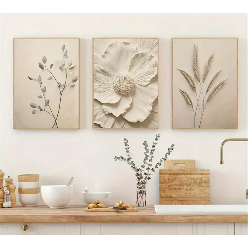 Quadro Decorativo Trio Flor clen Efeito 3D Gigante 120x60cm.Decore ...
