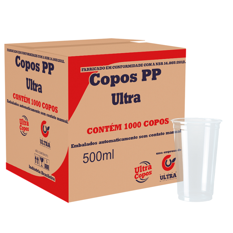 Caixa Copo Ultra PP 500ml Liso Transparente Descartável 1000un. | Shopee Brasil