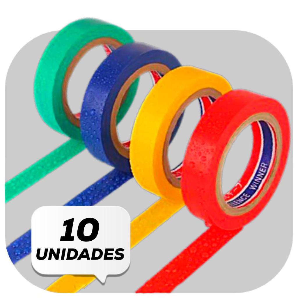 Fita Isolante Colorida 10 Unidades 5 Metros 18mm Anti-Chamas | Shopee ...