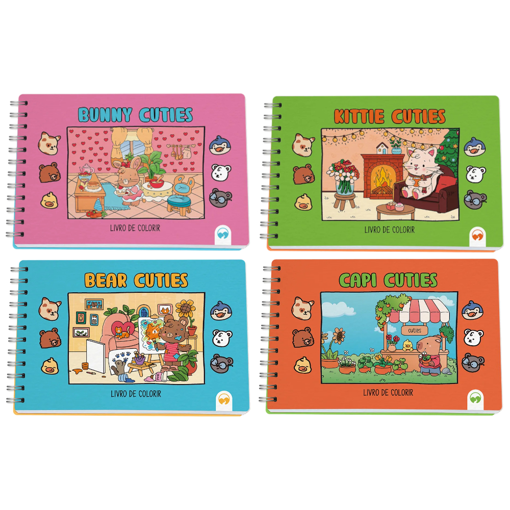 Livro De Colorir CUTIES 4 Modelos (BEAR CUTIES - BUNNY CUTIES - CAPI ...