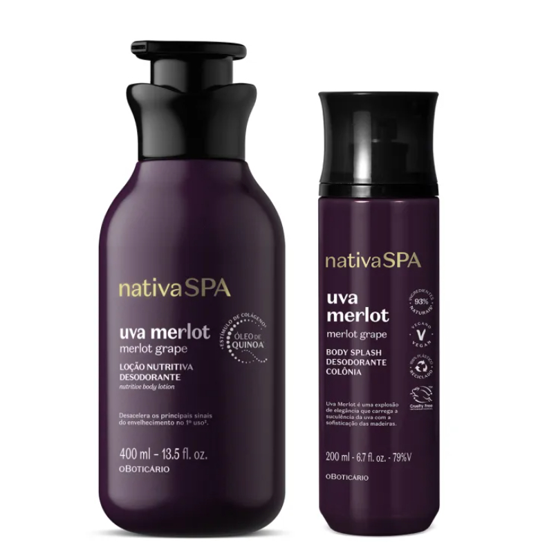 Kit Nativa SPA Uva Merlot | Loção Hidratante 400ml + Body Splash 200ml ...