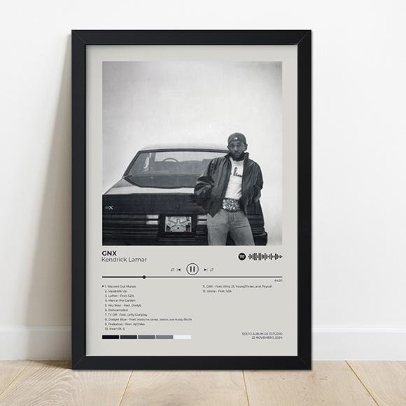 Quadro Moldura Spotify Kendrick Lamar GNX - Escorrega o Preço