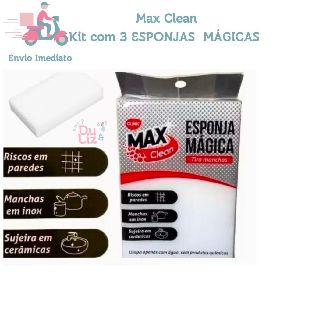 Kit Esponja Magica 5 Unidades Grande Branca Linha Max Clean Clink Tira ...
