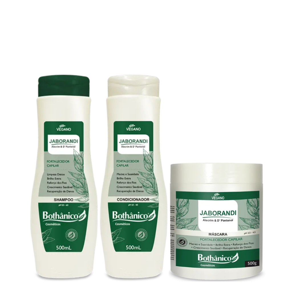 Kit Shampoo, Condicionador e Máscara 500g Jaborandi | Bothânico Cosméticos | Shopee Brasil