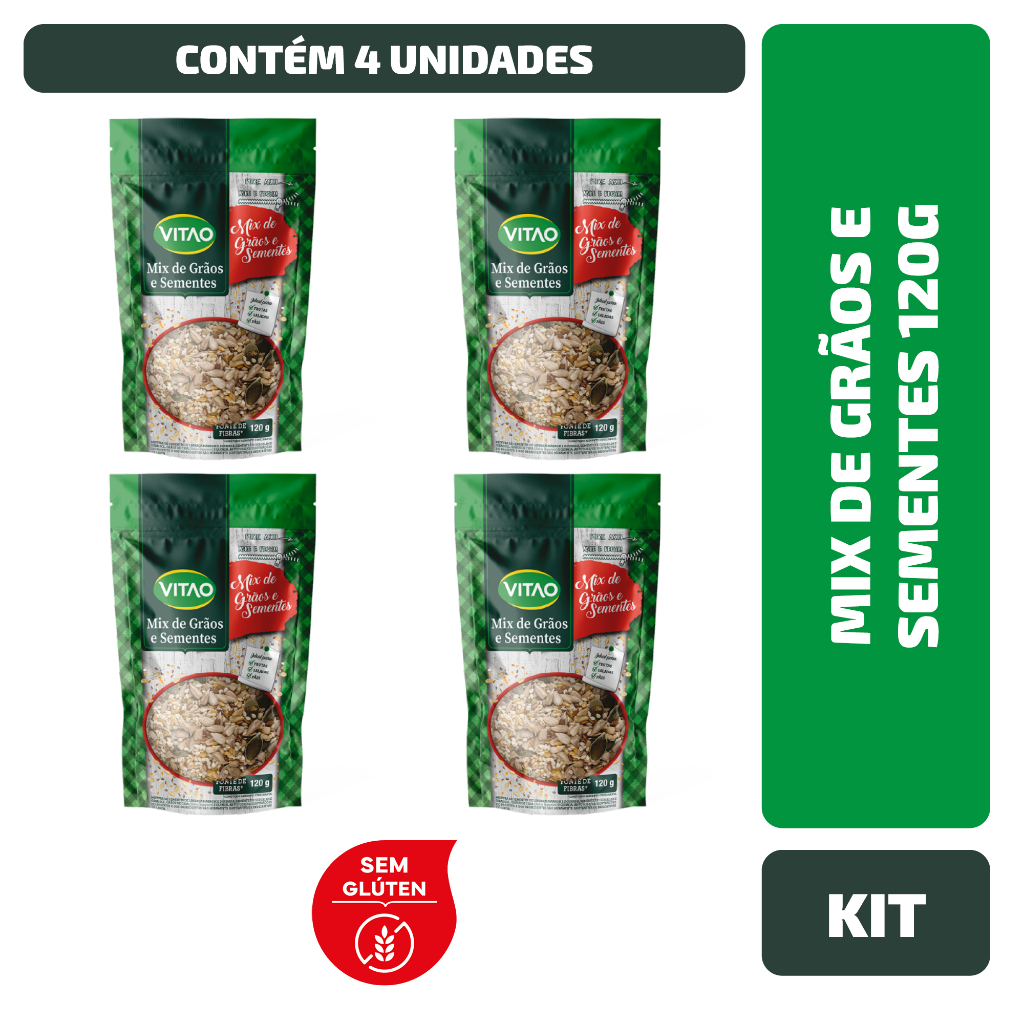Kit Mix De Grãos E Sementes Vitao 120G - 4 Unidades | Shopee Brasil