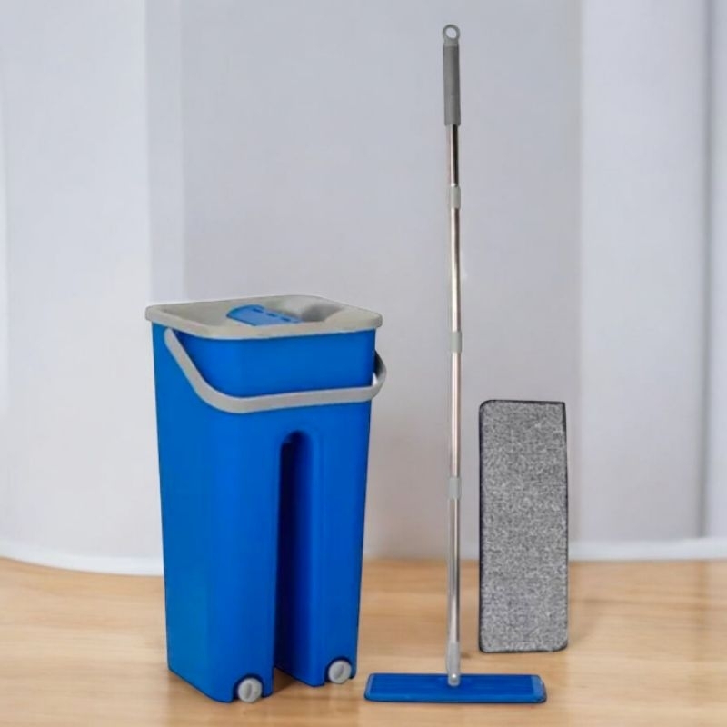 Rodo Flat Mop Giratório E Balde 5 Litros Lava e Seca Com 2 Refil ...