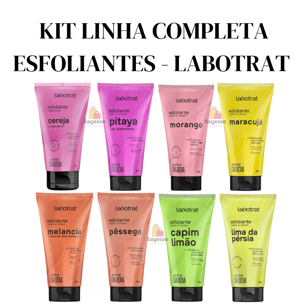 Kit Linha Completa Esfoliantes 150g - Corpo e Rosto - Labotrat 8 Itens ...