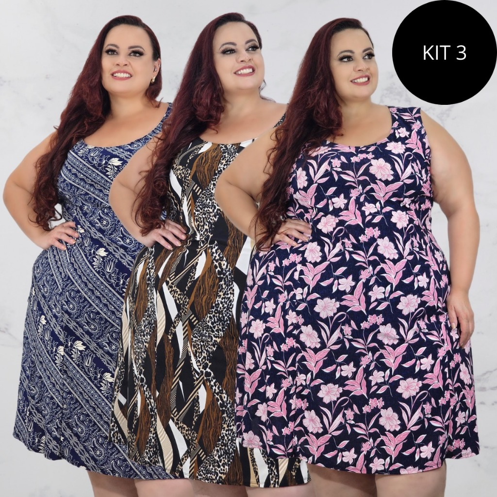 3 Vestidos Plus Tamanhos Especiais G5 AO G7 | Shopee Brasil