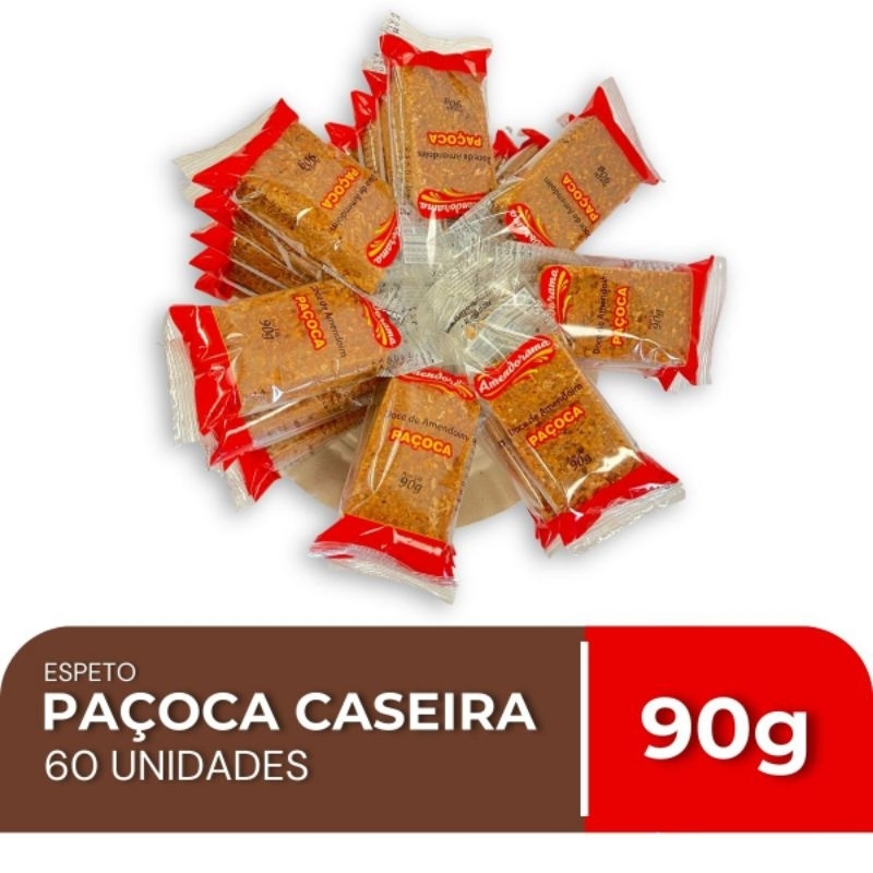 Paçoca Doce de Amendoim no espeto com 60 unidades pacoca 90g | Shopee ...