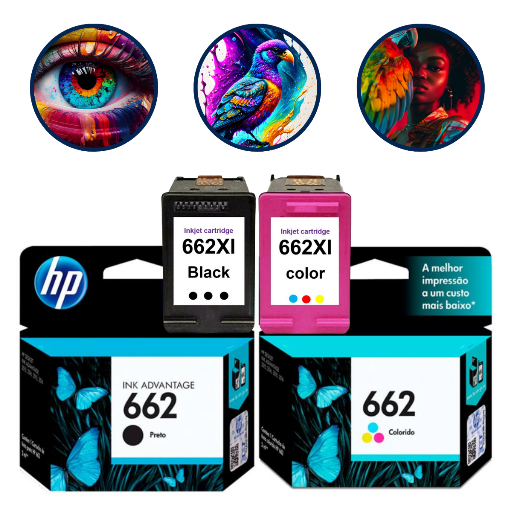 Kit Cartucho Original Hp 662 Preto + 662 Colorido | Shopee Brasil