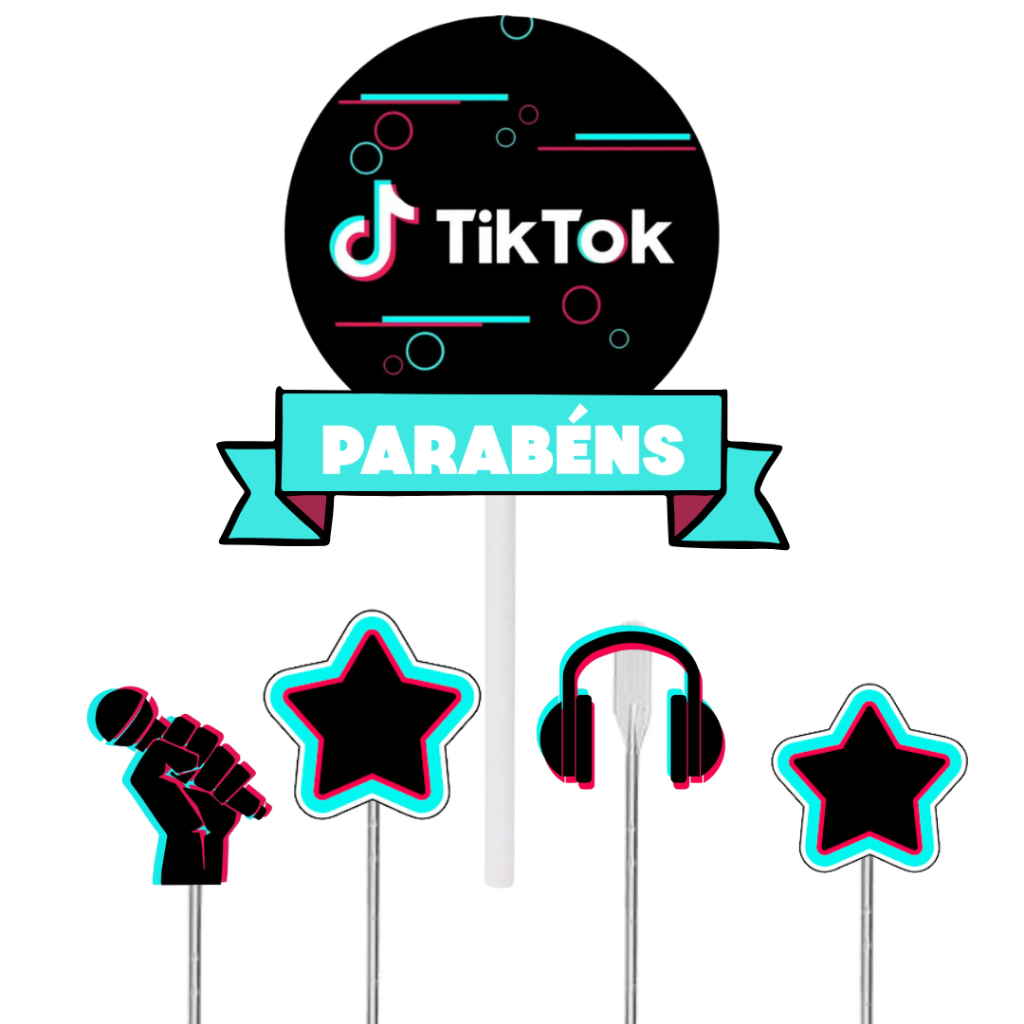 Topo De Bolo TIK TOK | Shopee Brasil