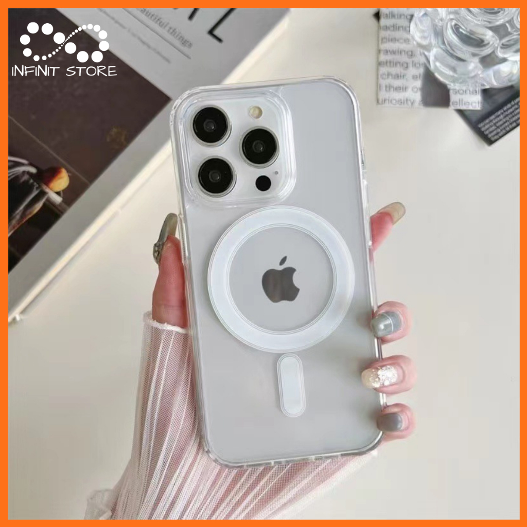 Capa Magnética Magsafe Transparente Para Iphone 7/8 PLUS XR 11 12 13 14 15 16 17 PRO MAX ...