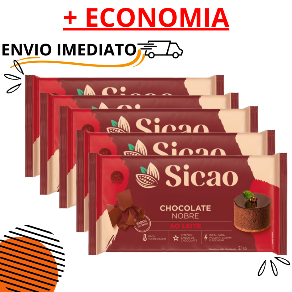 Kit 2~5 Barras Chocolate Ao Leite - 2,1Kg Cada Nobre Barry Callebaut ...