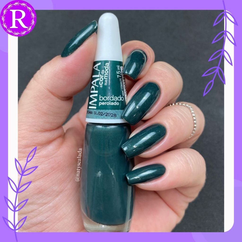 Esmalte Impala Bordado A Cor Da Sua Moda Perolado 7,5ml - Verde Esmeralda Perolado. | Shopee Brasil