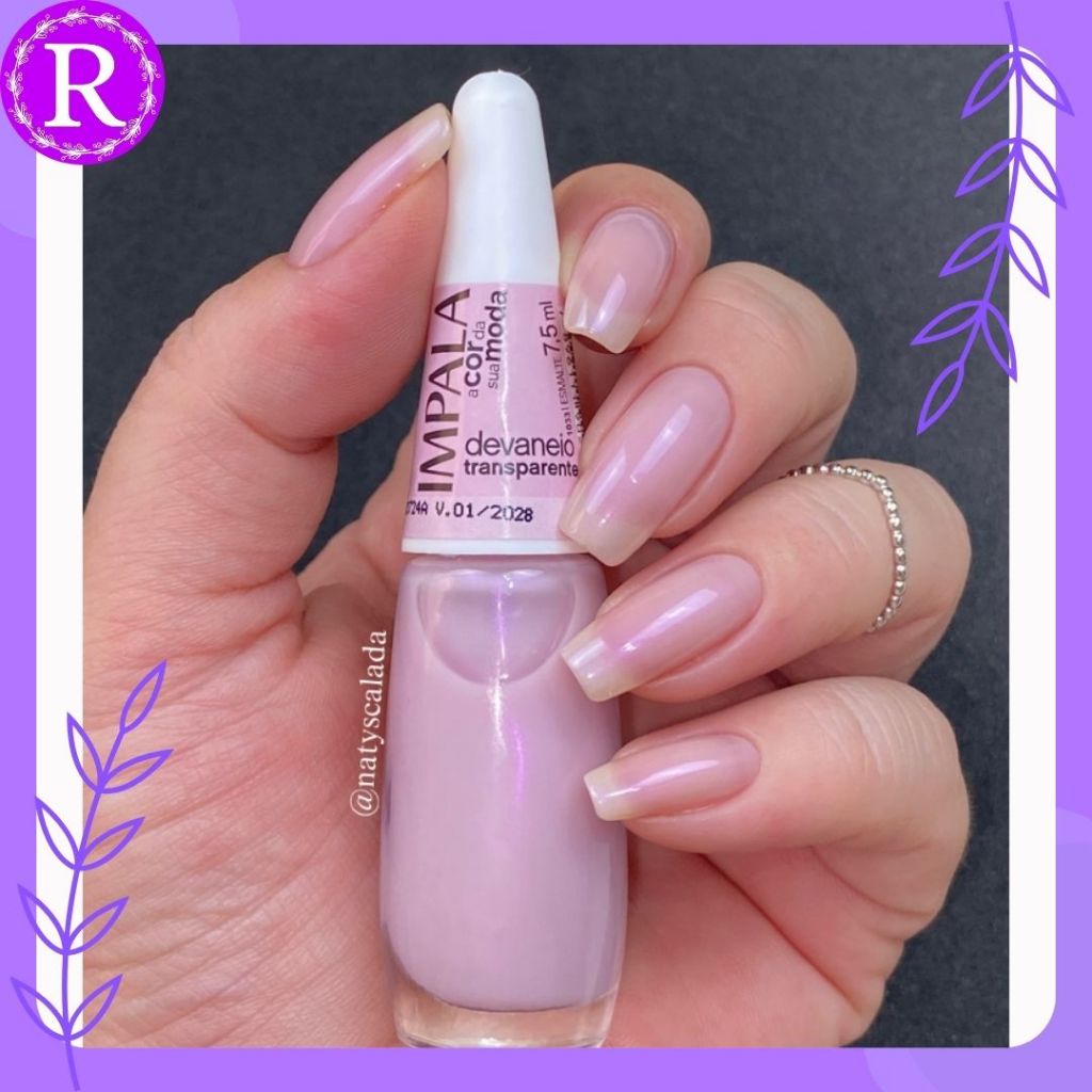 Esmalte Impala Devaneio a Cor Da Sua Moda Transparente 7,5ml - Lilás Transparente com ...
