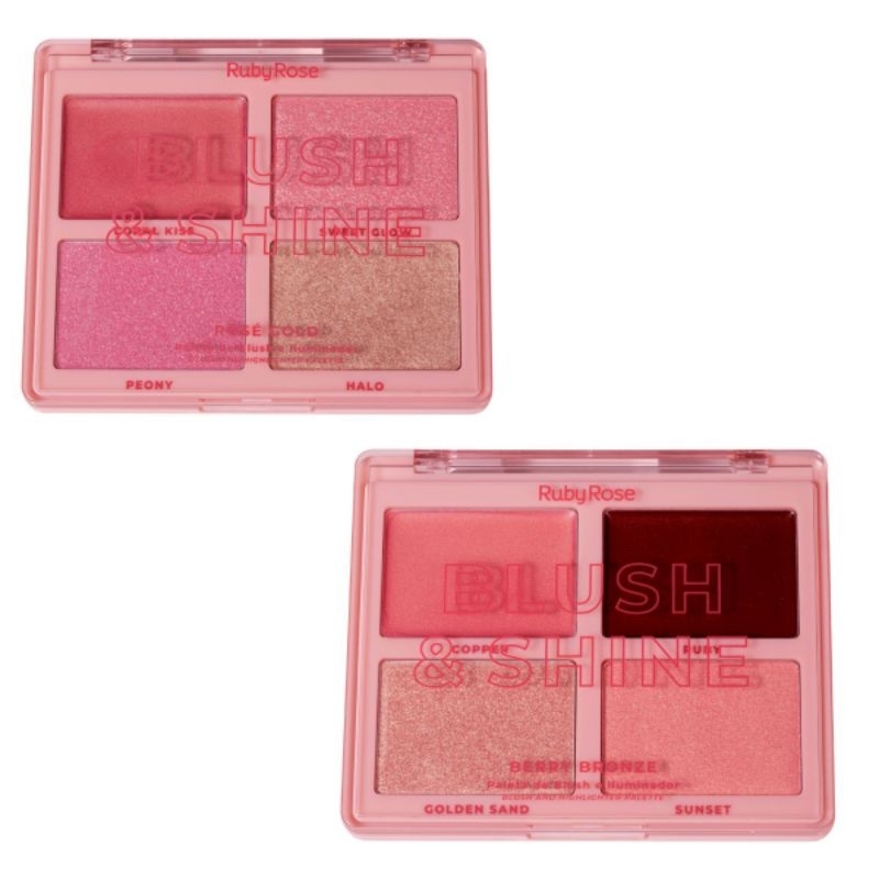 Paleta Blush Iluminador Ruby Rose Shine Linha Rosa | Shopee Brasil