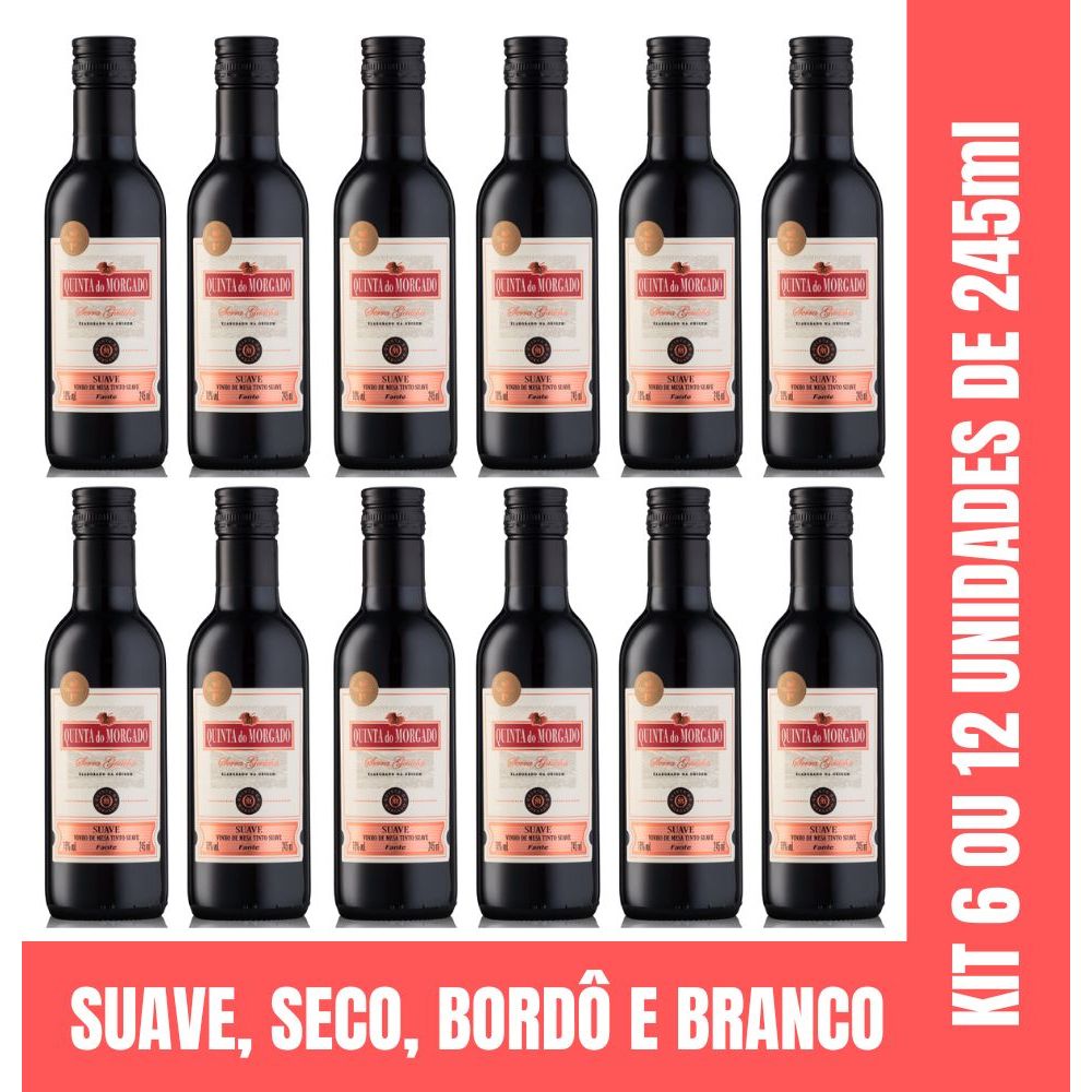 Kit Mini Vinho 6 ou 12 Tinto Suave Seco Branco Quinta do Morgado 245ml Atacado Brindes ...