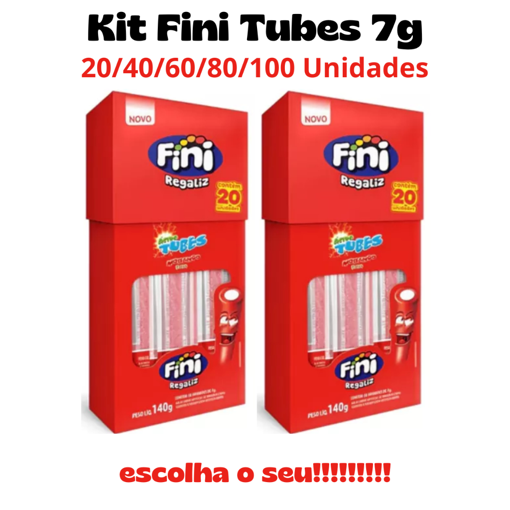 Kit Mini Fini Tubes 20,40,60,80,100 Unidades De 7 Gr Morango Ácido ...