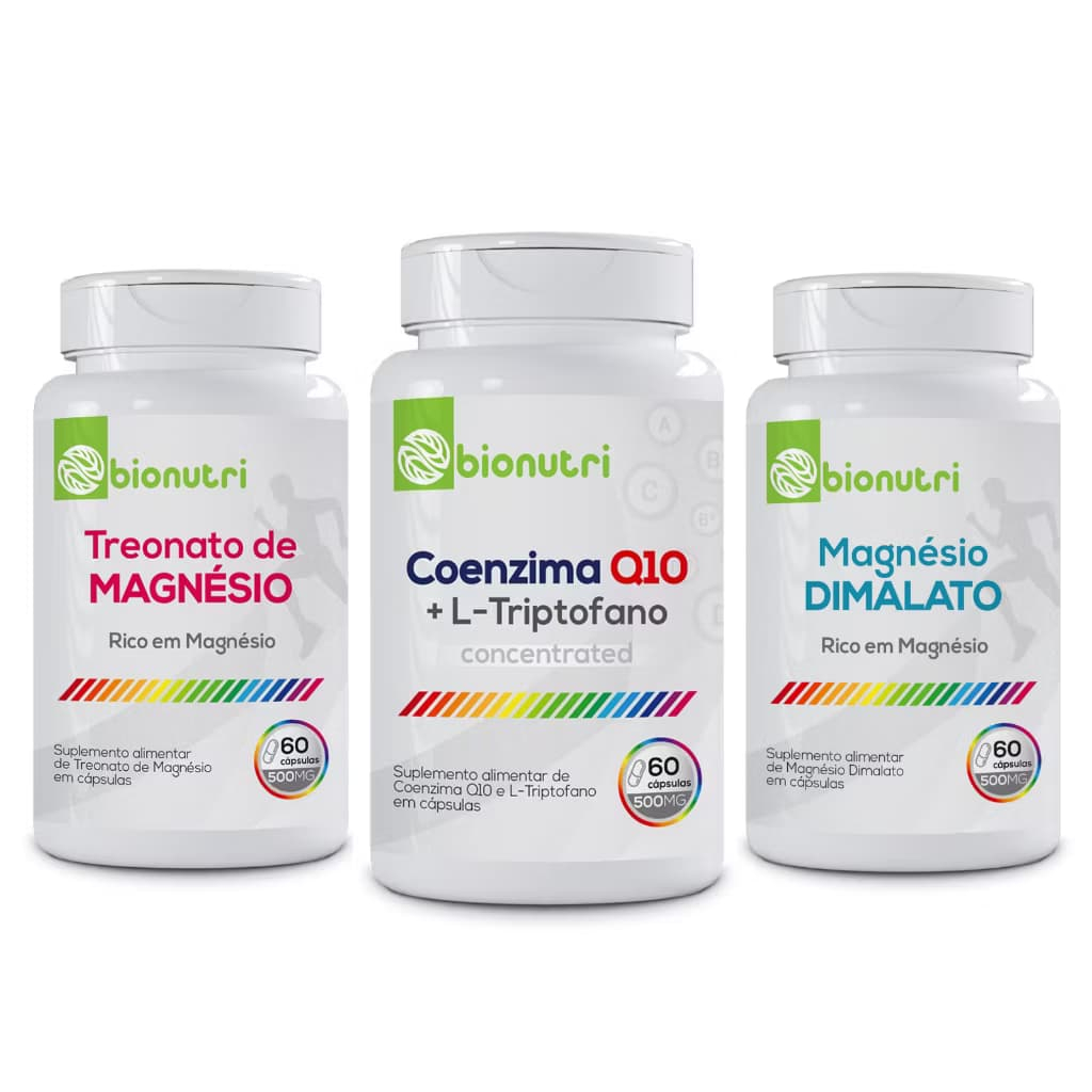 Kit Coenzima Q10 + Magnésio Dimalato + Maginésio Treonato 500mg 60 Cápsulas Bionutri | Shopee Brasil