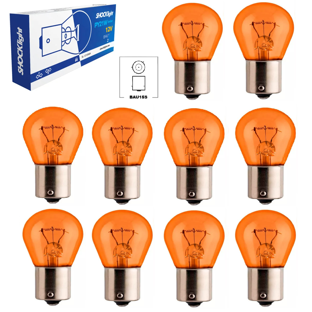 10 Lampadas Comum 1 Polo Py21w 21w 12v Luz Seta Farol Âmbar | Shopee Brasil