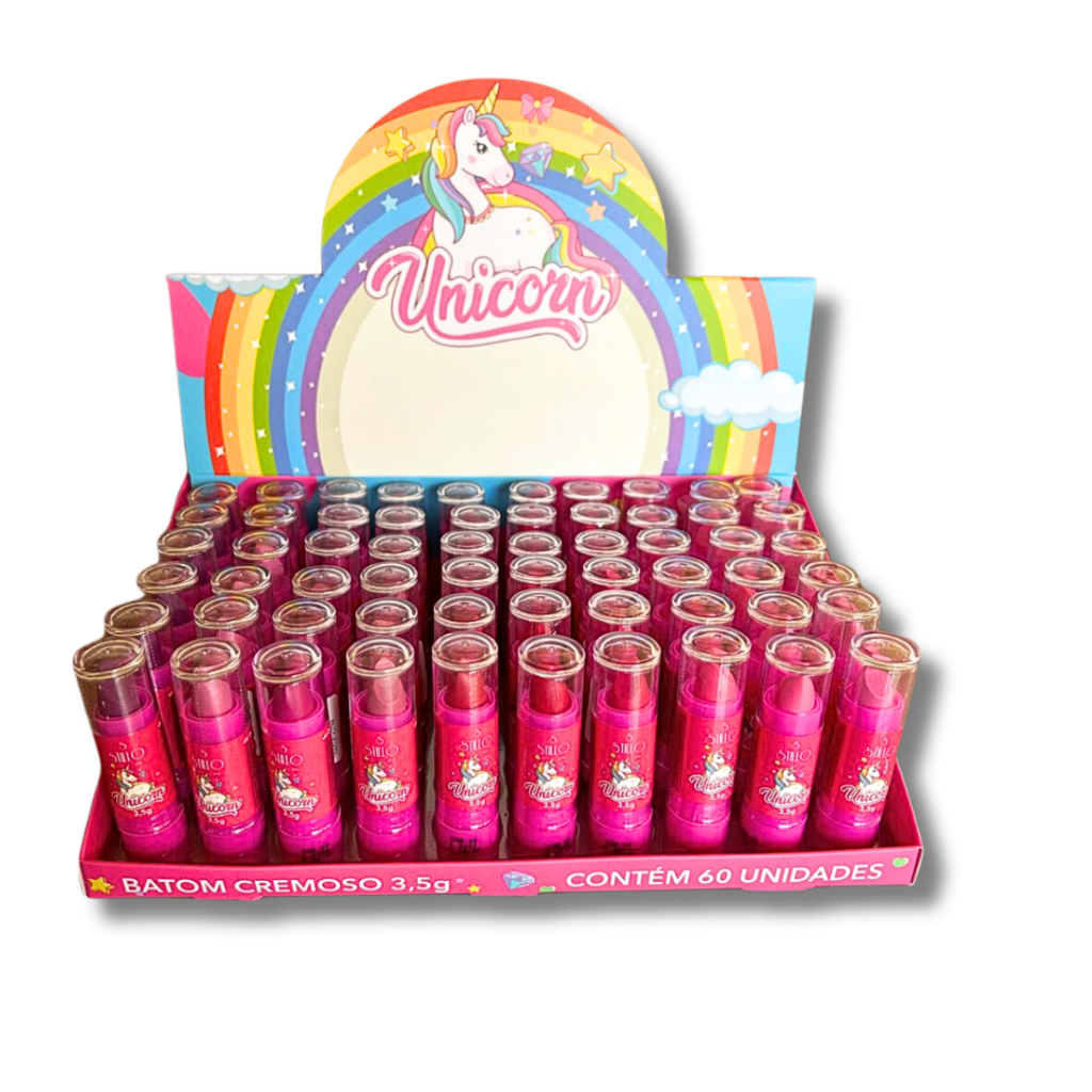 Batom Infantil Cremoso Unicornio ou Meu Batom Stillo Cx com 60 Un ...