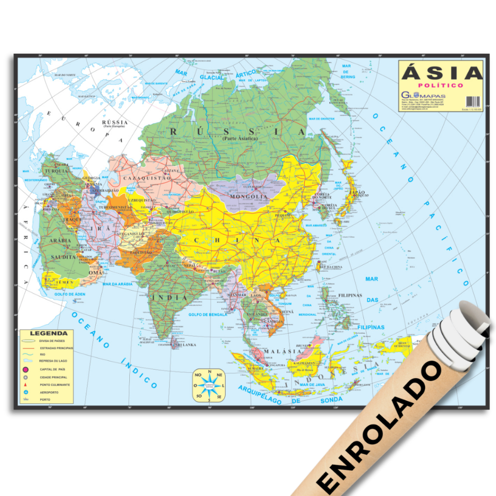 Mapa Ásia Continente Mundi Politico Poster Geografico | Shopee Brasil