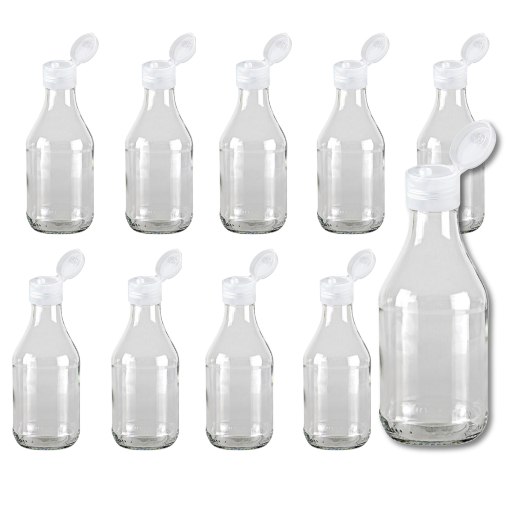 10 Garrafinhas Vidro 200ml Coquinho Tampa Batoque Flip Top Rosca ...