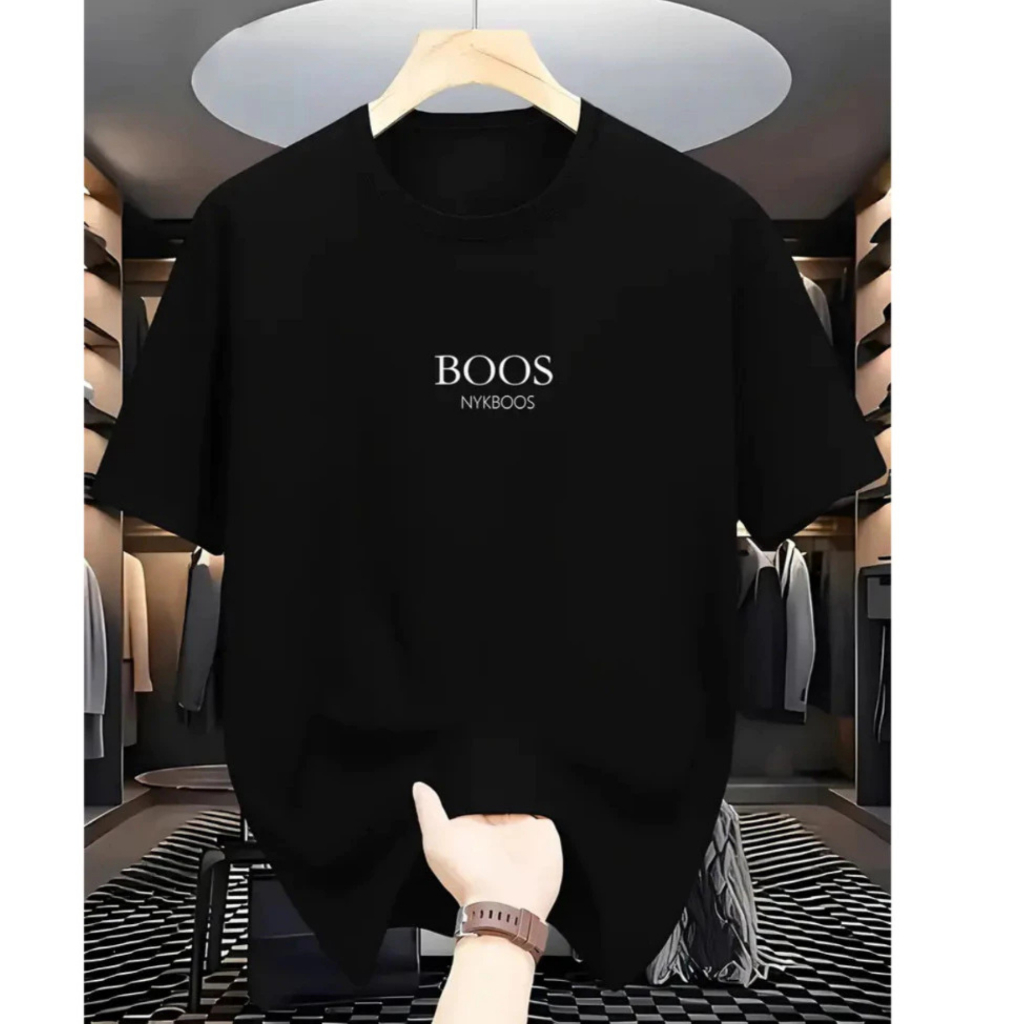 Camisa Camiseta Masculina Blusa Básica Estampada BOOS 100% Algodão Manga Curta | Shopee Brasil