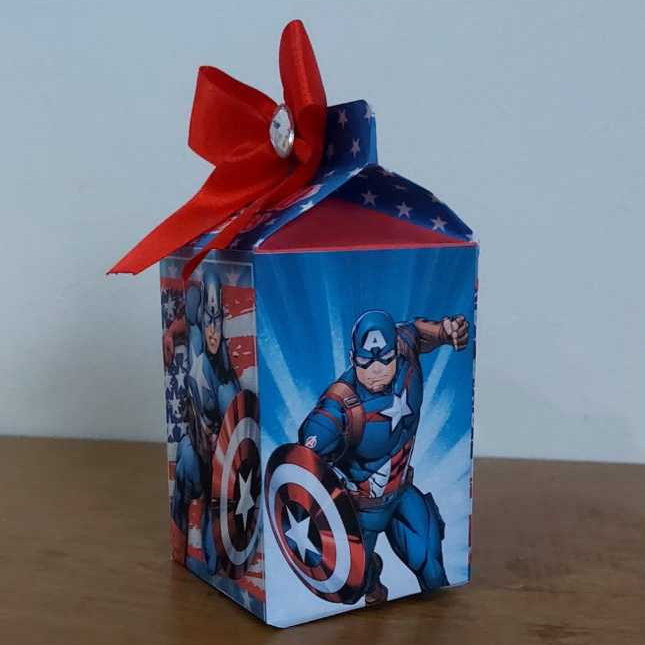 Caixa Milk Personalizada Capitão América Lembrançinha Festa Pegue e ...