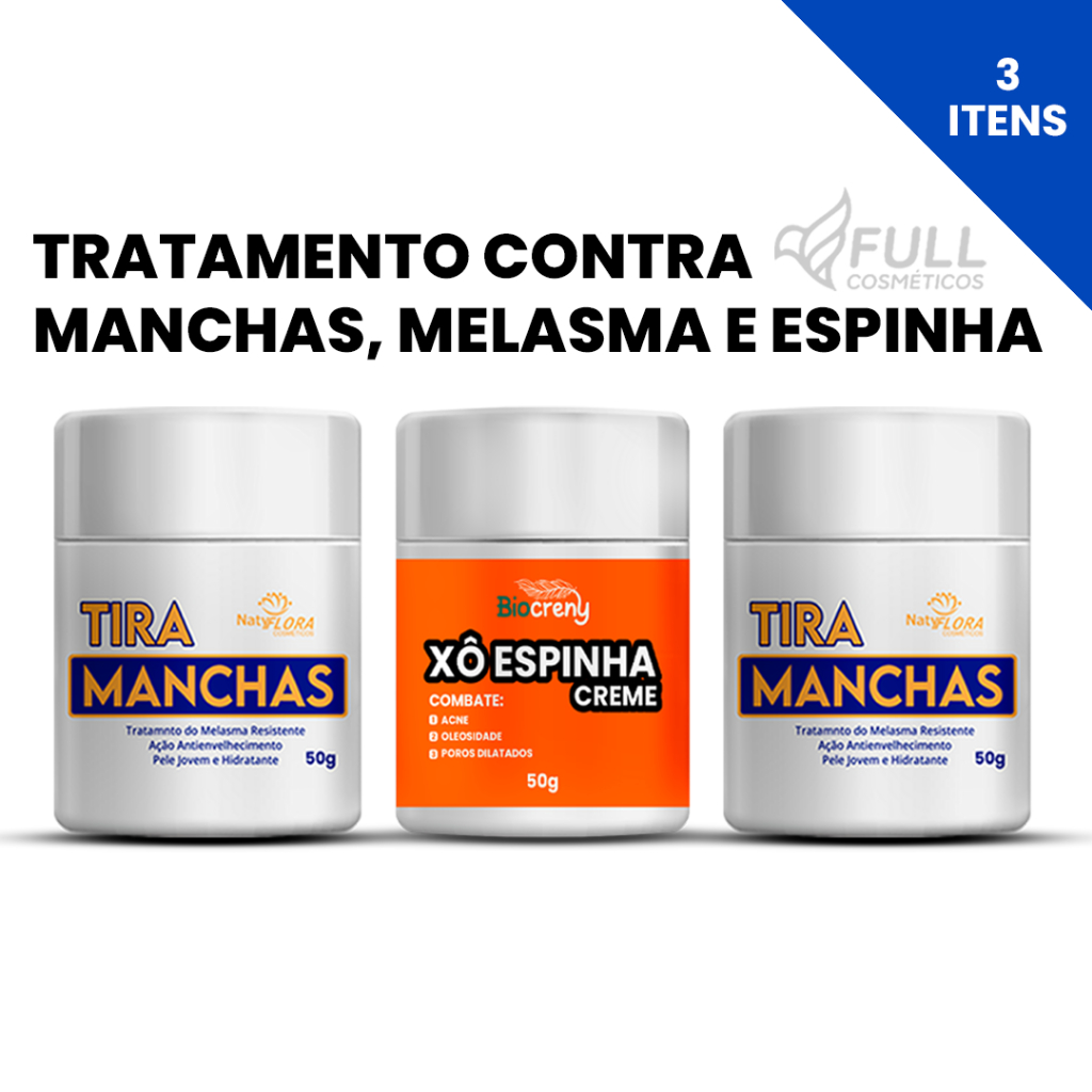 Kit 2 Pomadas Tira Mancha + Pomada Facial Anti Acne Xo Espinha 50g cada ...