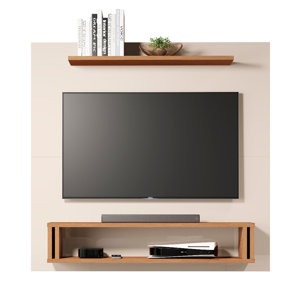 Painel Televisão Suspenso 32 Polegada Sala Quarto Nicho Rack Retro ...