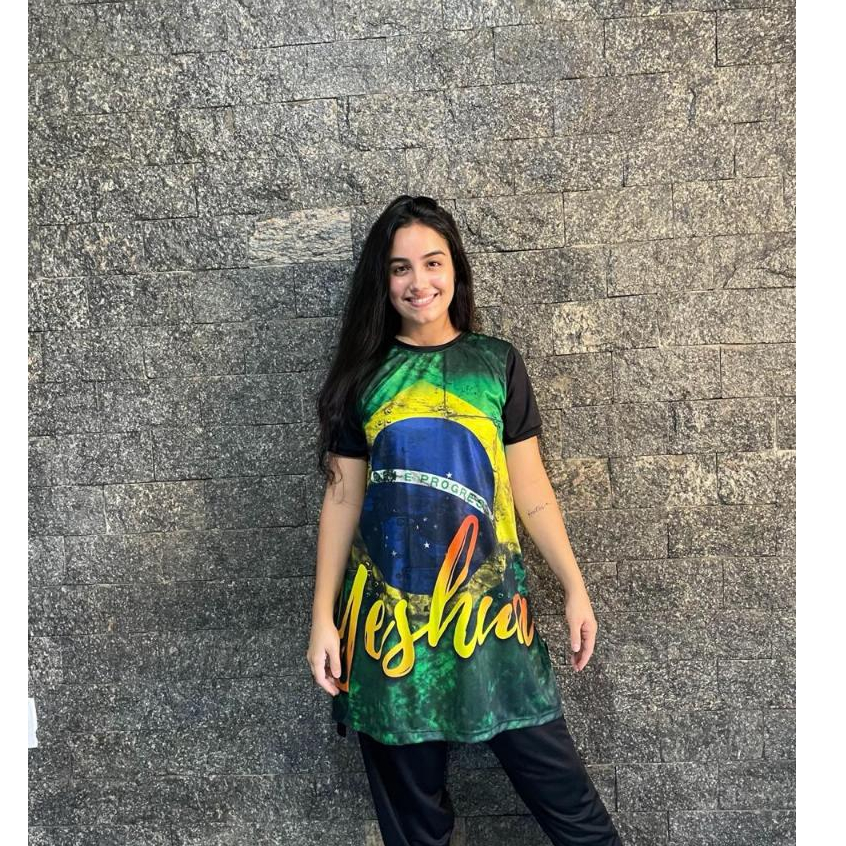 Bata Gospel de Dança Louvor Feminina Bandeira do BRASIL YESHUA | Shopee ...