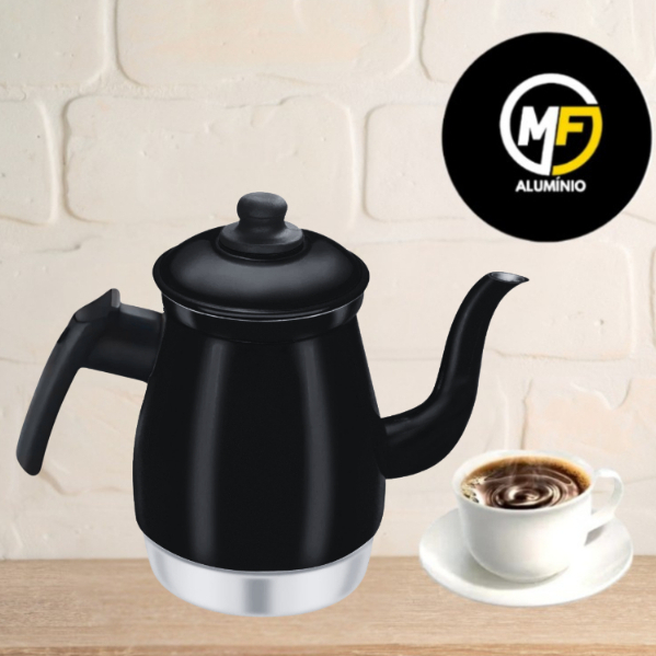 Bule de Alumínio Preto Chá Café Leiteira Fervedor 1.300ML | Shopee Brasil