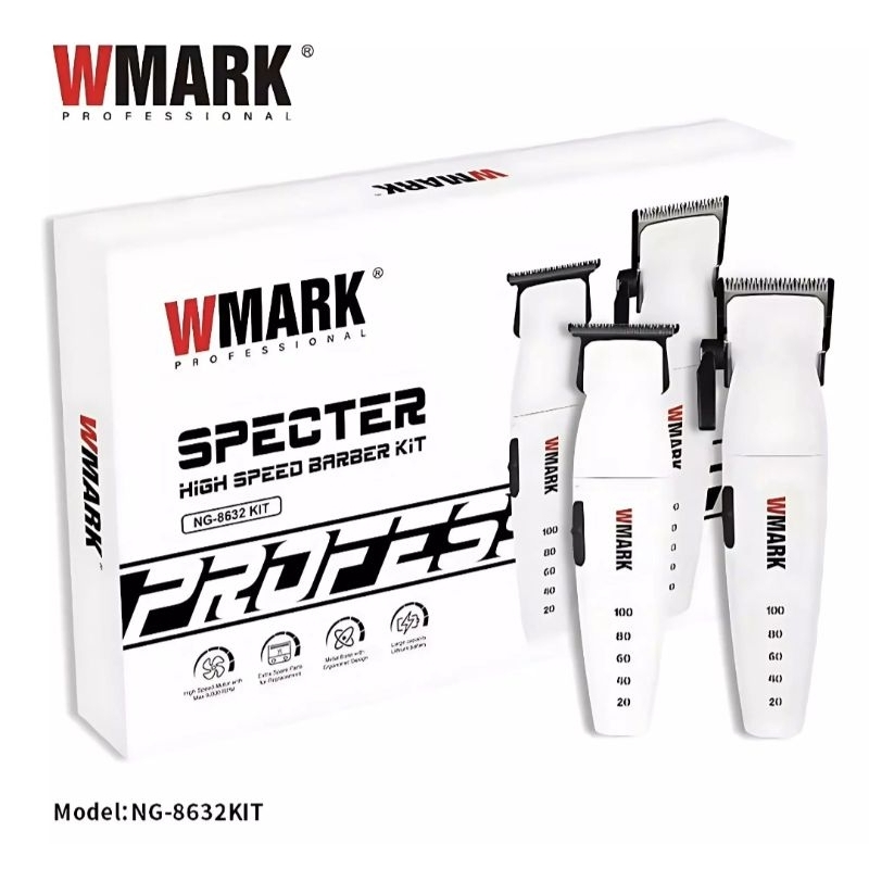 Kit Maquinas Corte + Acabamento Wmark Ng 8632 Specter Branco | Shopee Brasil