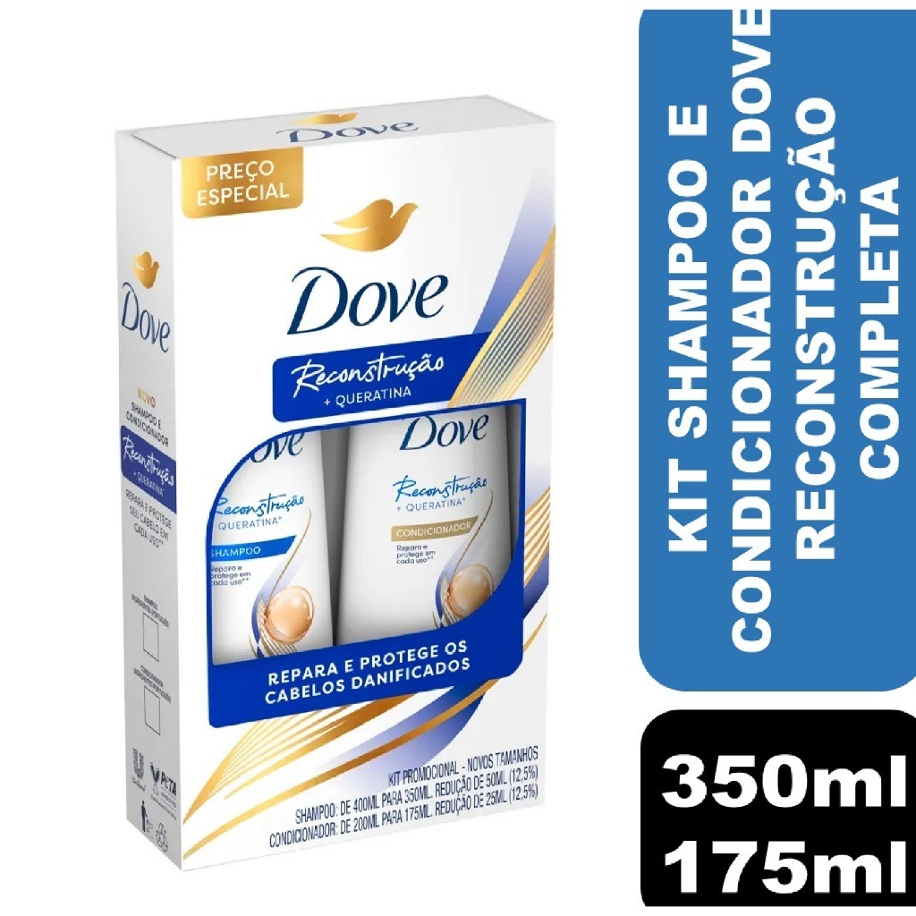 Dove Kit Reconstrução + Queratina Shampoo 350ml E Cond 175ml | Shopee ...