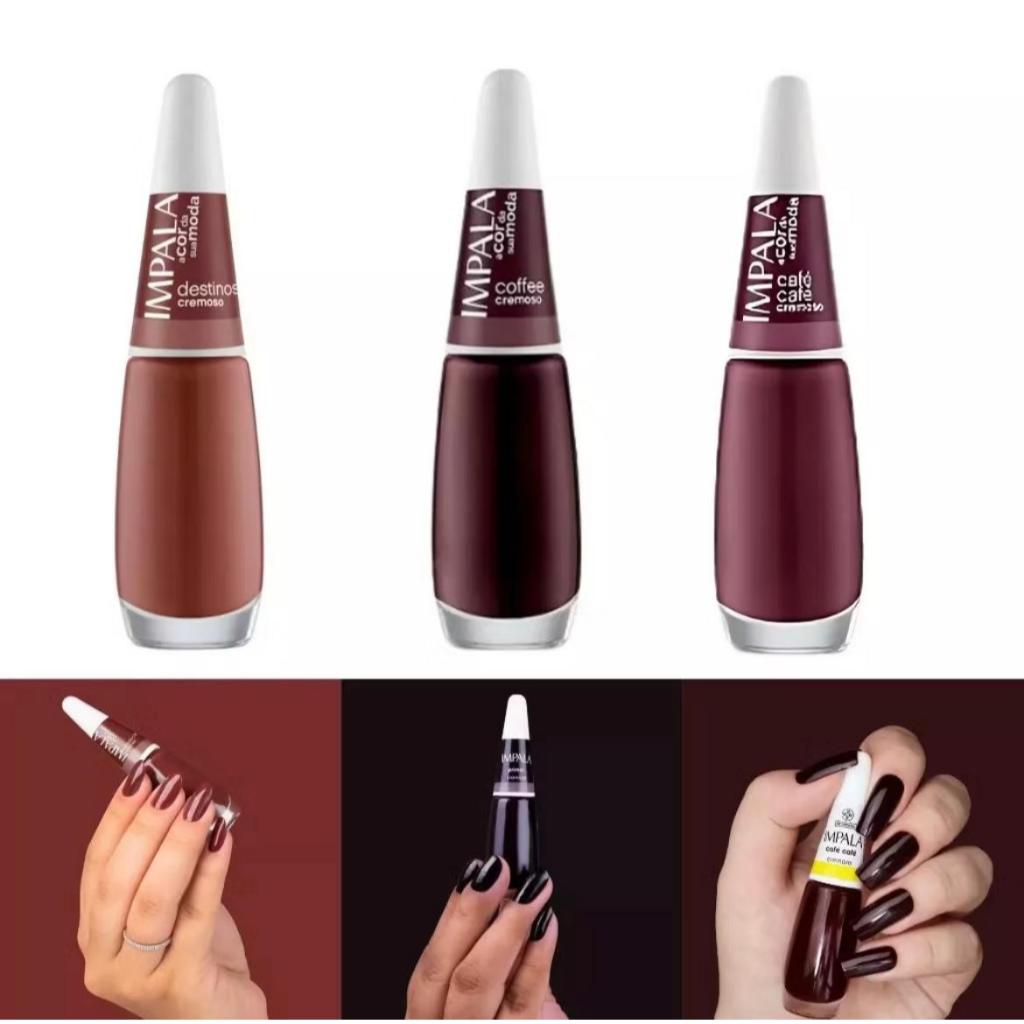 Kit 3 Esmaltes Terrosos e Marrom da Impala | Shopee Brasil