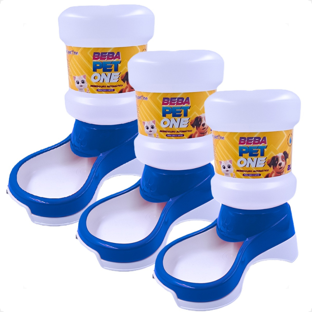Kit 3 Bebedouro Automático Beba Pet One Azul Galão - 2 Litros | Shopee ...
