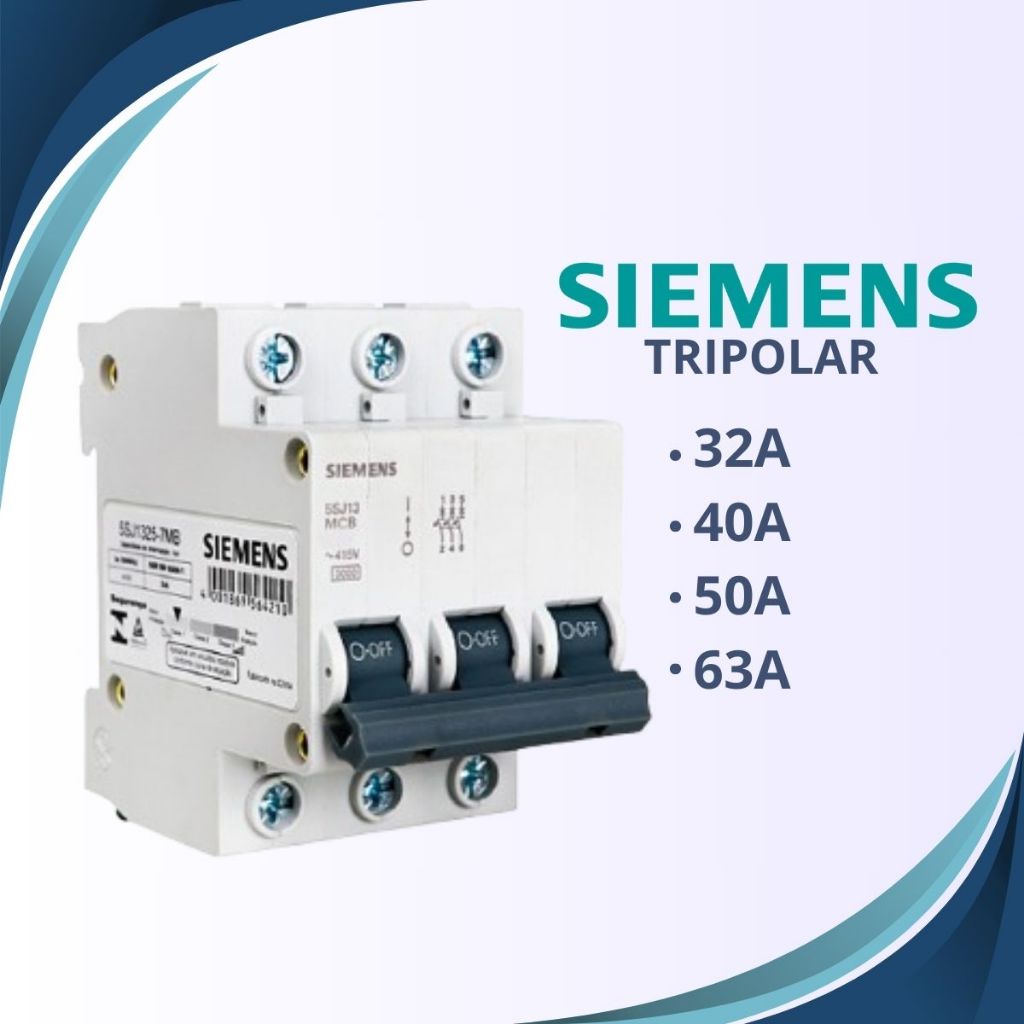 Disjuntor Tripolar 32A, 40A, 50A, 63A Curva C 5SJ1 Siemens | Shopee Brasil