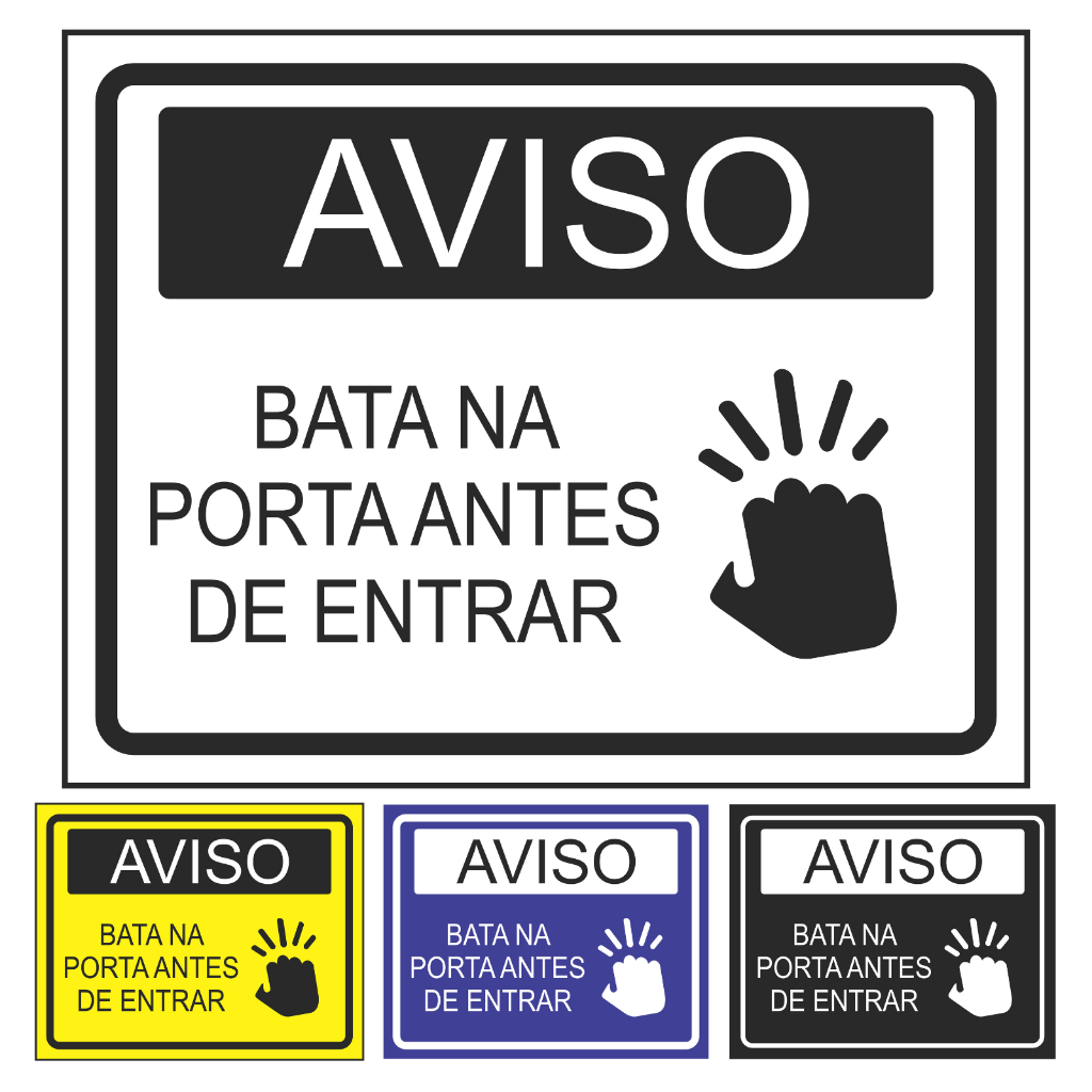 Placa Sinalização Aviso Bata Na Porta Antes De Entrar | Shopee Brasil