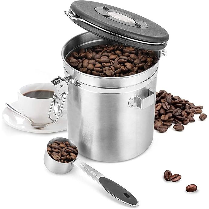 Porta Café Hermético Com Válvula De Escape E Colher Mimo Style | Shopee ...
