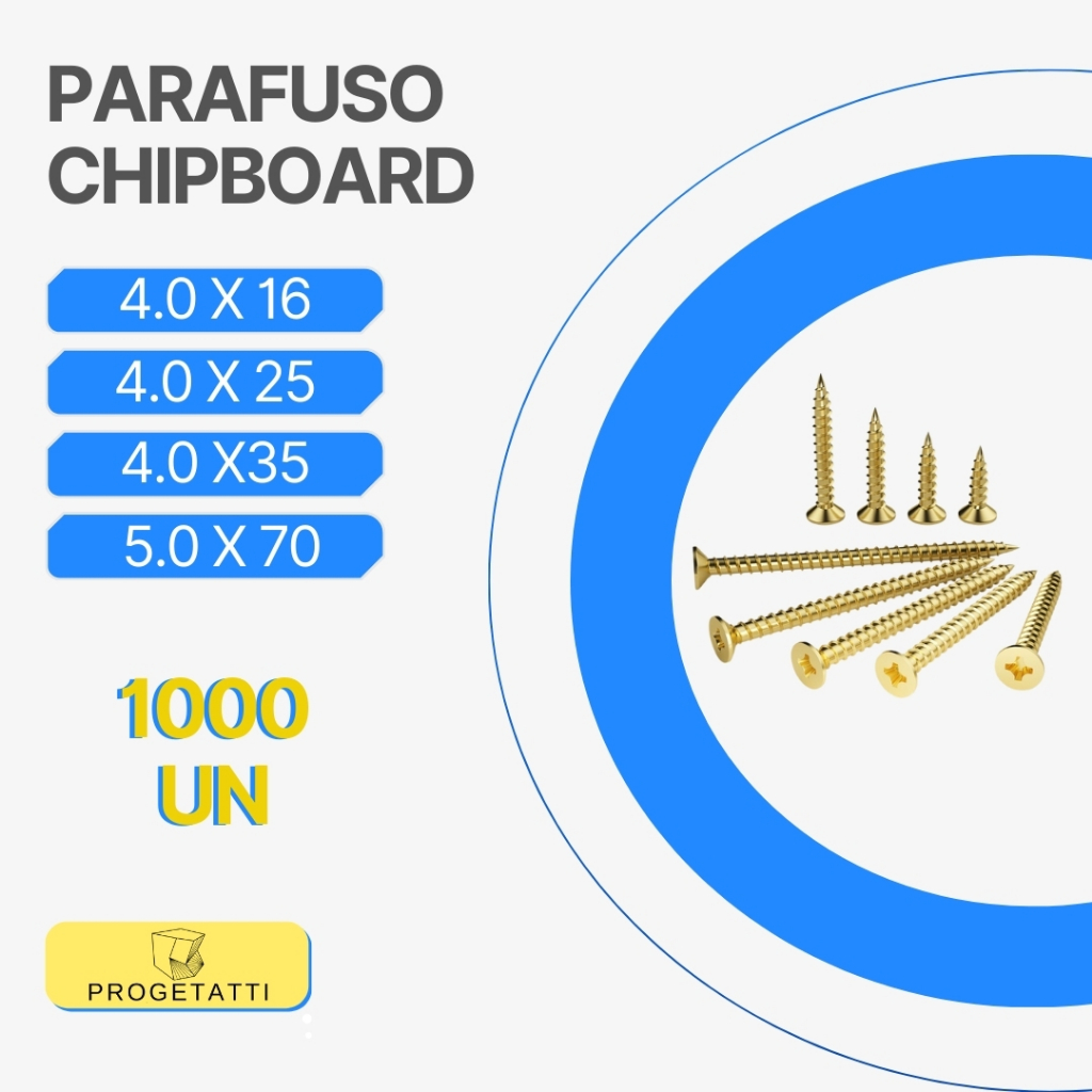 KIT PARAFUSOS CHIPBOARD PHILIPS 1.000 UNIDADES P/ MADEIRA MDF MDP ...